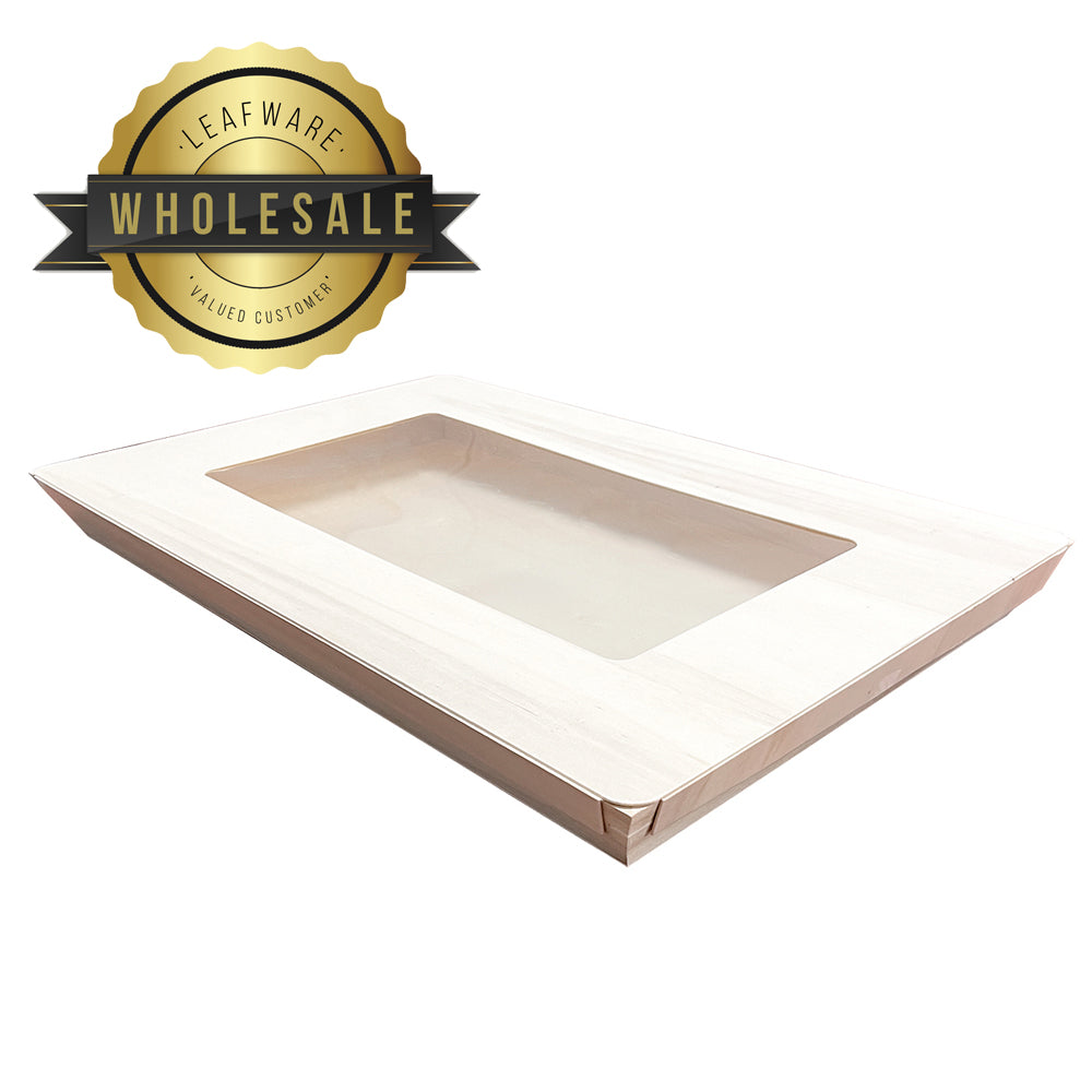 WHOLESALE - 21" x 14" Rectangular Wooden Lid with Clear View Window fo ...